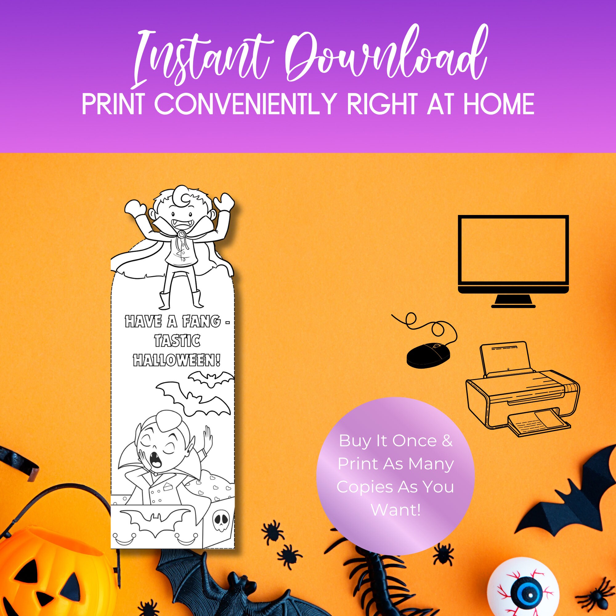 Printable Halloween Coloring Bookmarks to Color Halloween - Etsy
