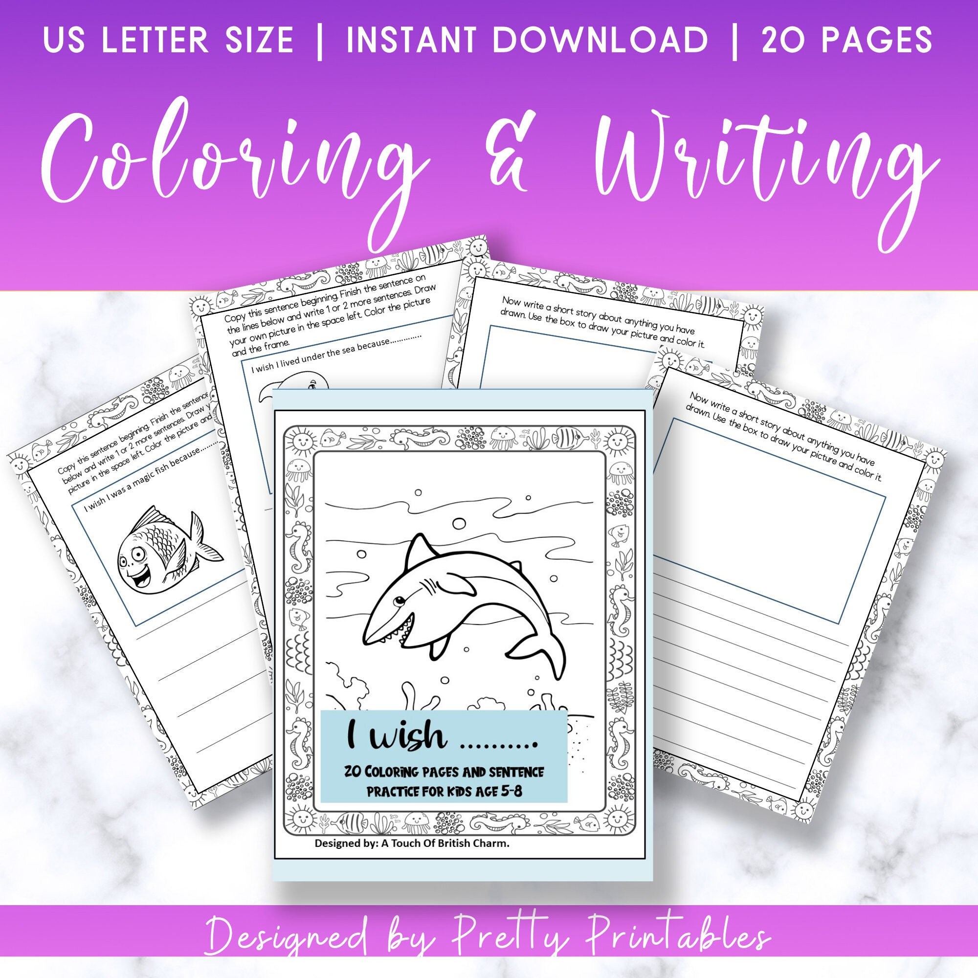 Educational Printable Elementary Student Writing and Coloring Activity ...