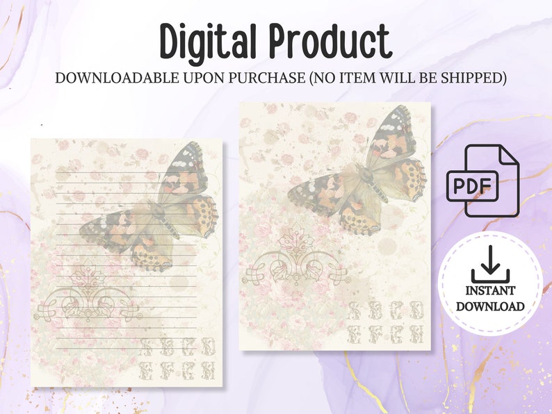 Butterfly Stationary Printable Butterflies Stationery Set Insect Butterfly Notepad Letter ...