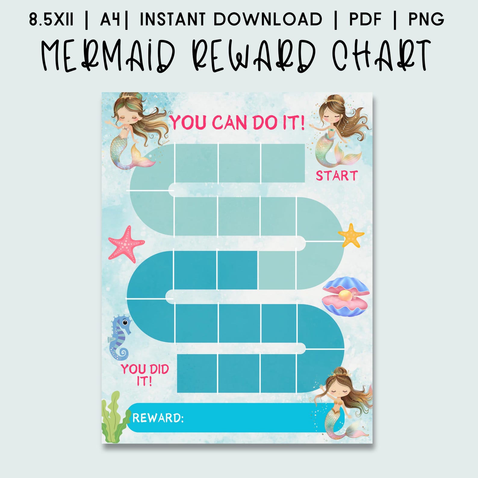 Mermaid Reward Chart for Kids Printable Mermaid Behavior Chart Daily ...