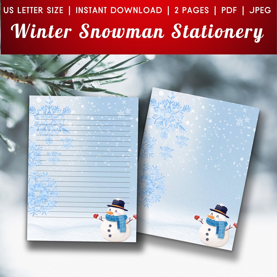 Printable Winter Christmas Stationery Printable Holiday Stationery ...
