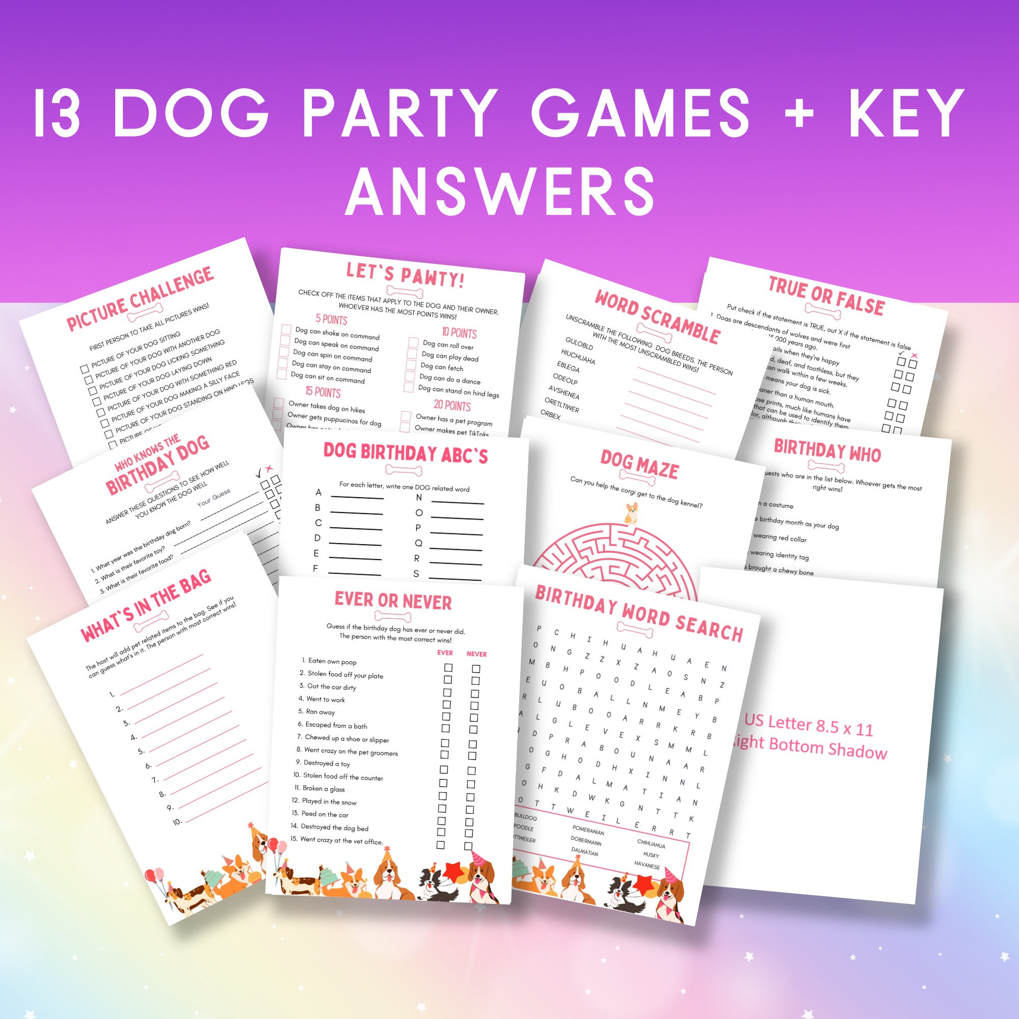 Dog Party Game Bundle Dog Theme Birthday Game Puppy Birthday Games ...