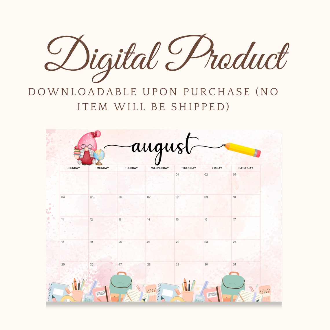 August 2024 Calendar Printable Kids Calendar 2024 Fillable Calendar ...