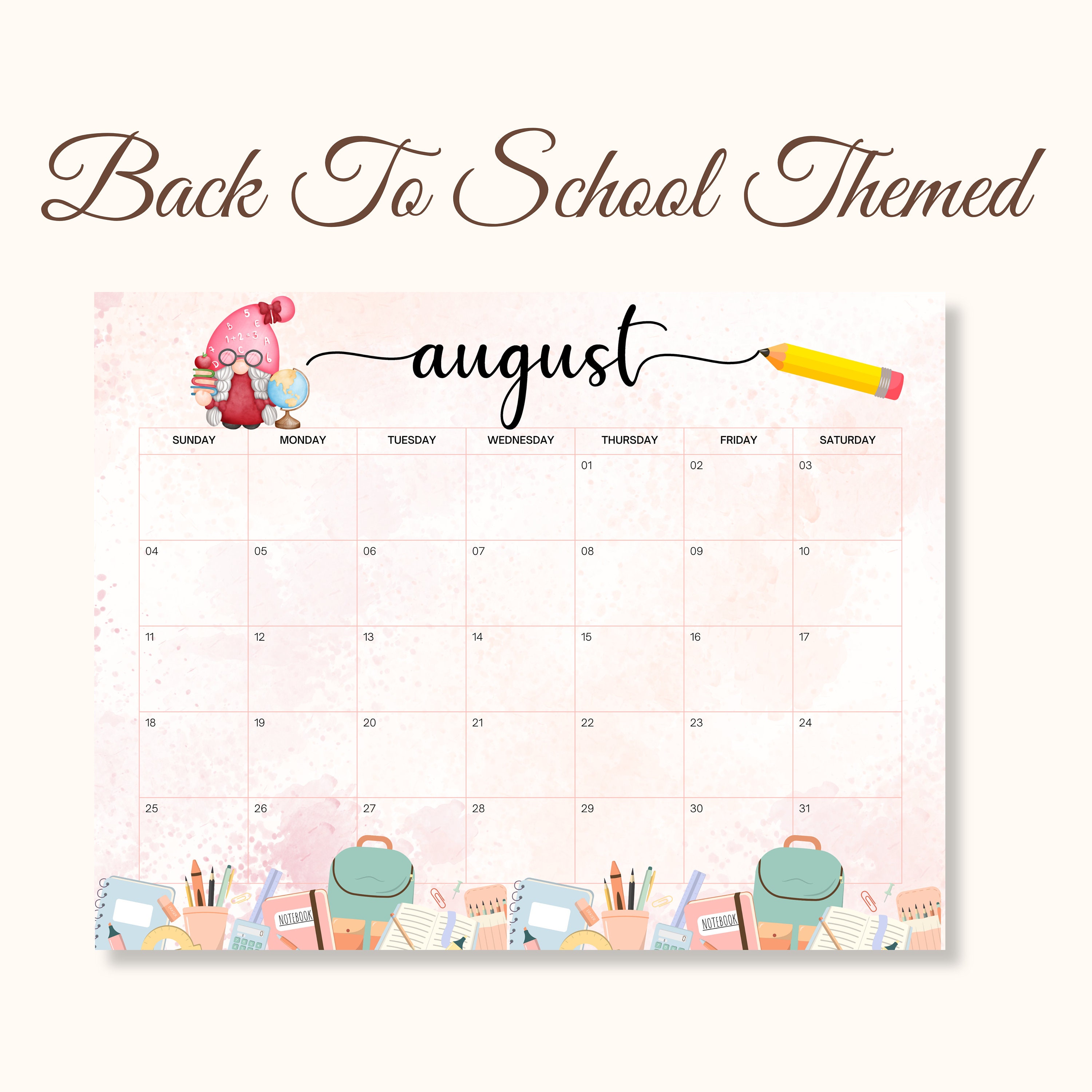 August 2024 Calendar Printable Kids Calendar 2024 Fillable Calendar ...