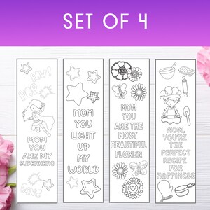 Mothers Day Coloring Bookmarks Present From Kids Mothers Day Gift ...