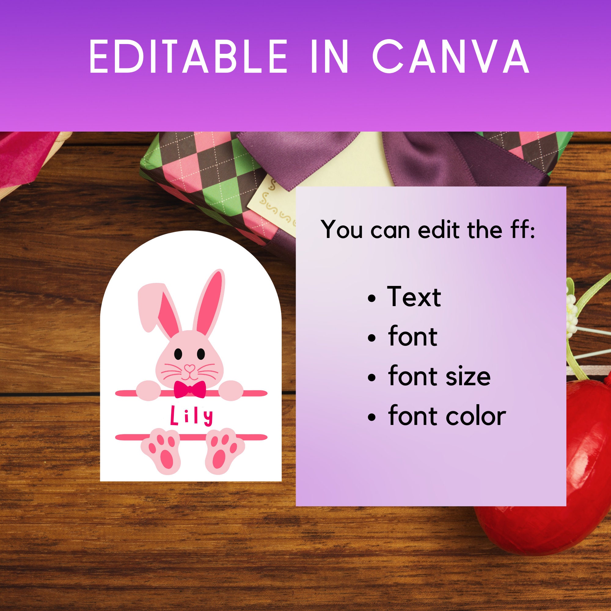 Editable Easter Tags Gifts and Baskets Easter Label Sticker Printable ...