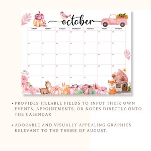 October 2024 Calendar Printable Kids Calendar Fall Wall Calendar ...