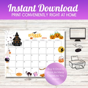 October 2024 Calendar Printable Kids Calendar 2024 Calendar Classroom ...