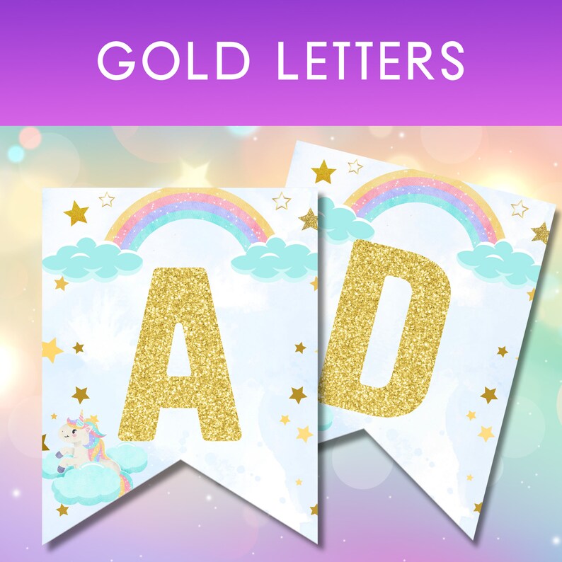 Unicorn Happy Birthday Banner Printable Unicorn Party Decorations ...