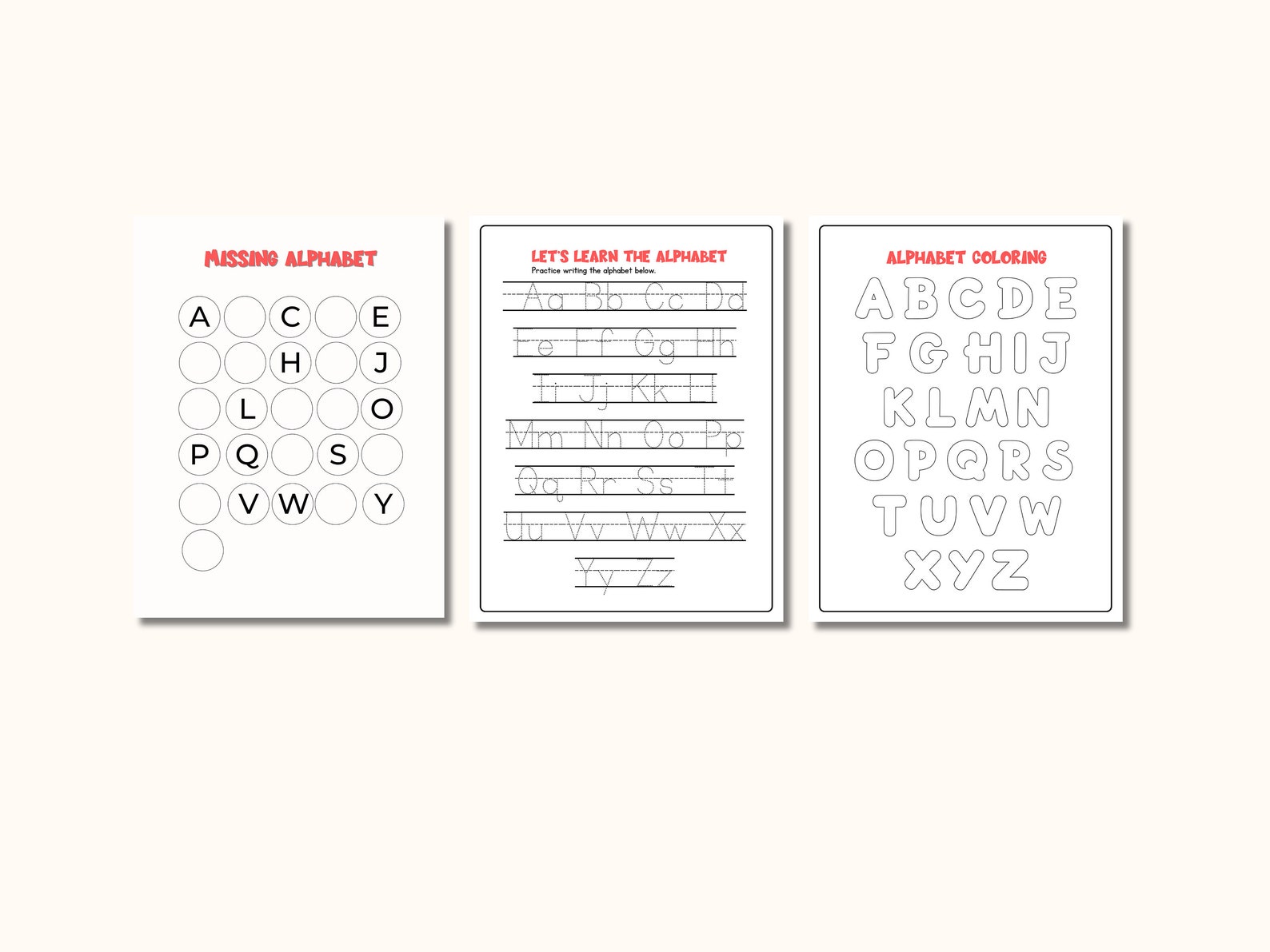Alphabet Letter Craft 26 Letters Set Tracing Coloring Letters Beginning ...