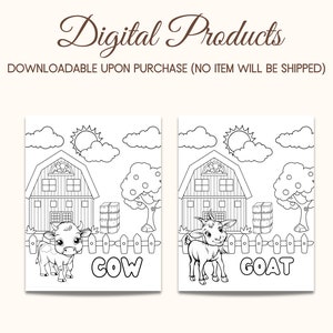 Farm Animals Farm Scene Coloring Set Educational Learning Printable ...