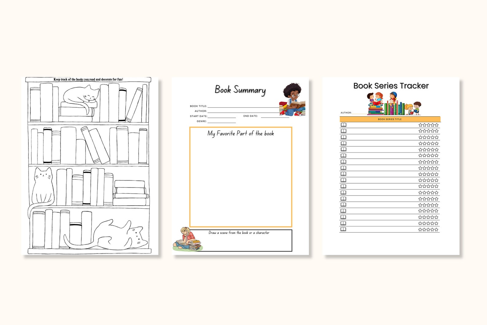 Reading Tracker Reading Log for Kids Reading Journal Grade 3 4 5 Record ...