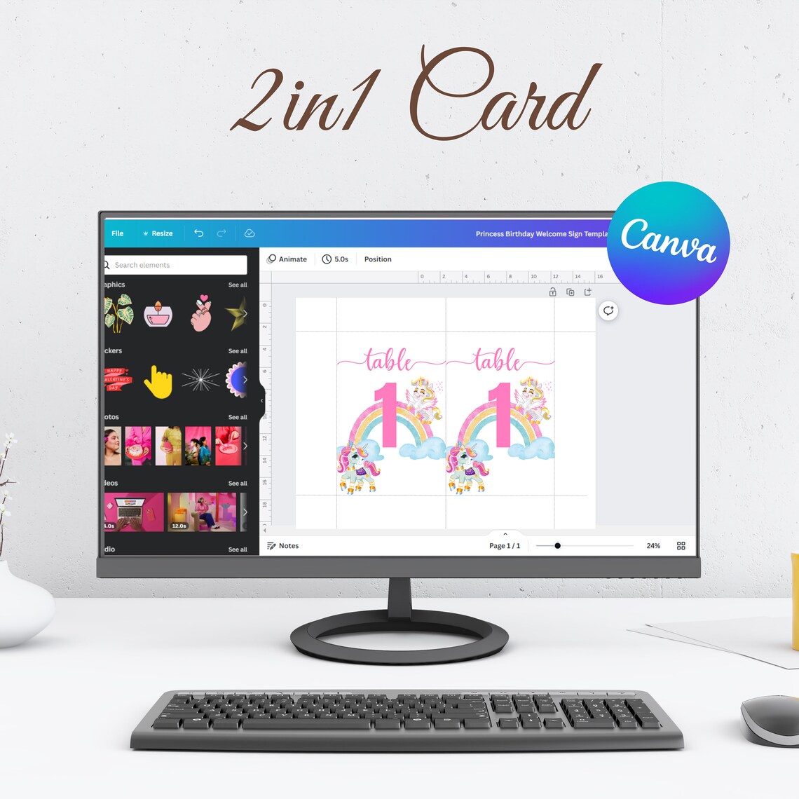 Editable Unicorn Party Table Number Card Table Decor Rainbow Colors ...