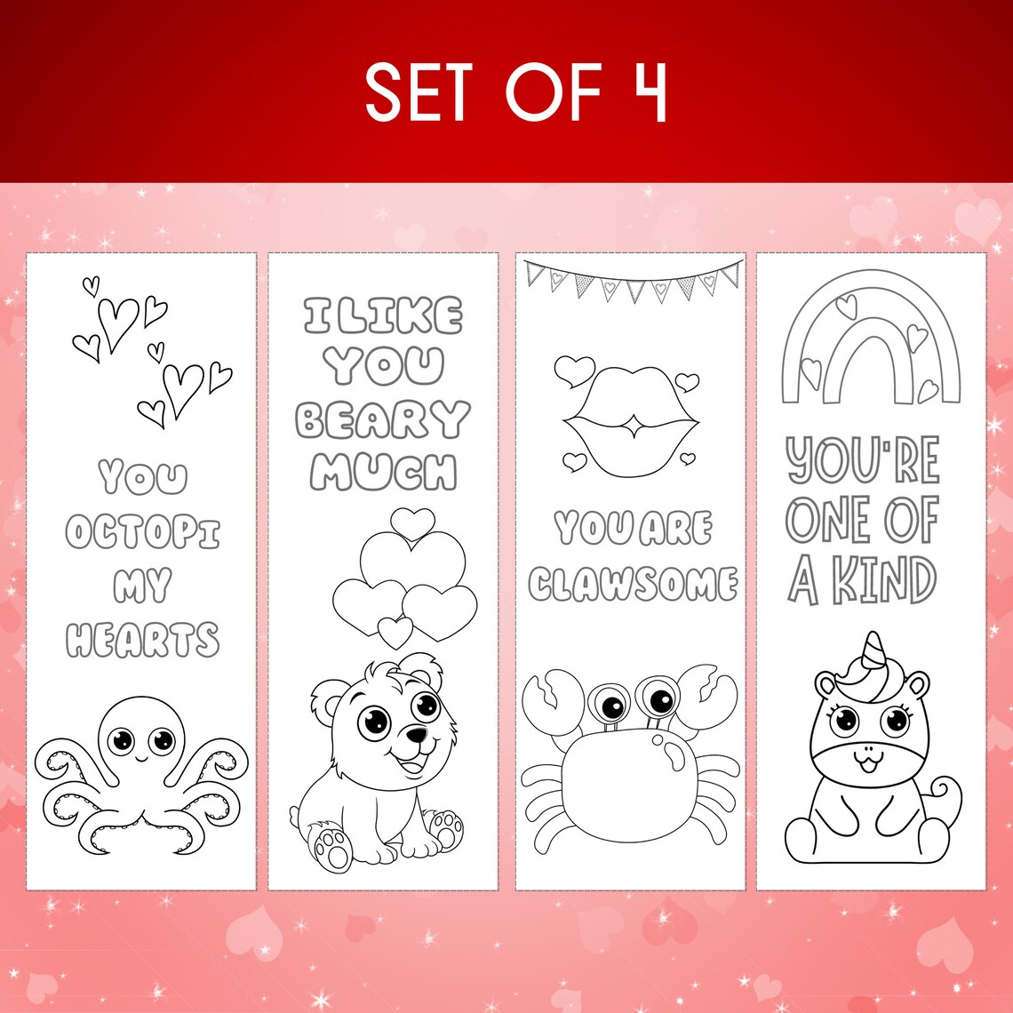 Valentines Puns Cards Valentines Coloring Bookmarks Cute Animal ...