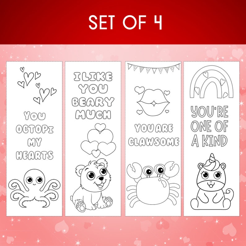 Valentines Puns Cards Valentines Coloring Bookmarks Cute Animal ...