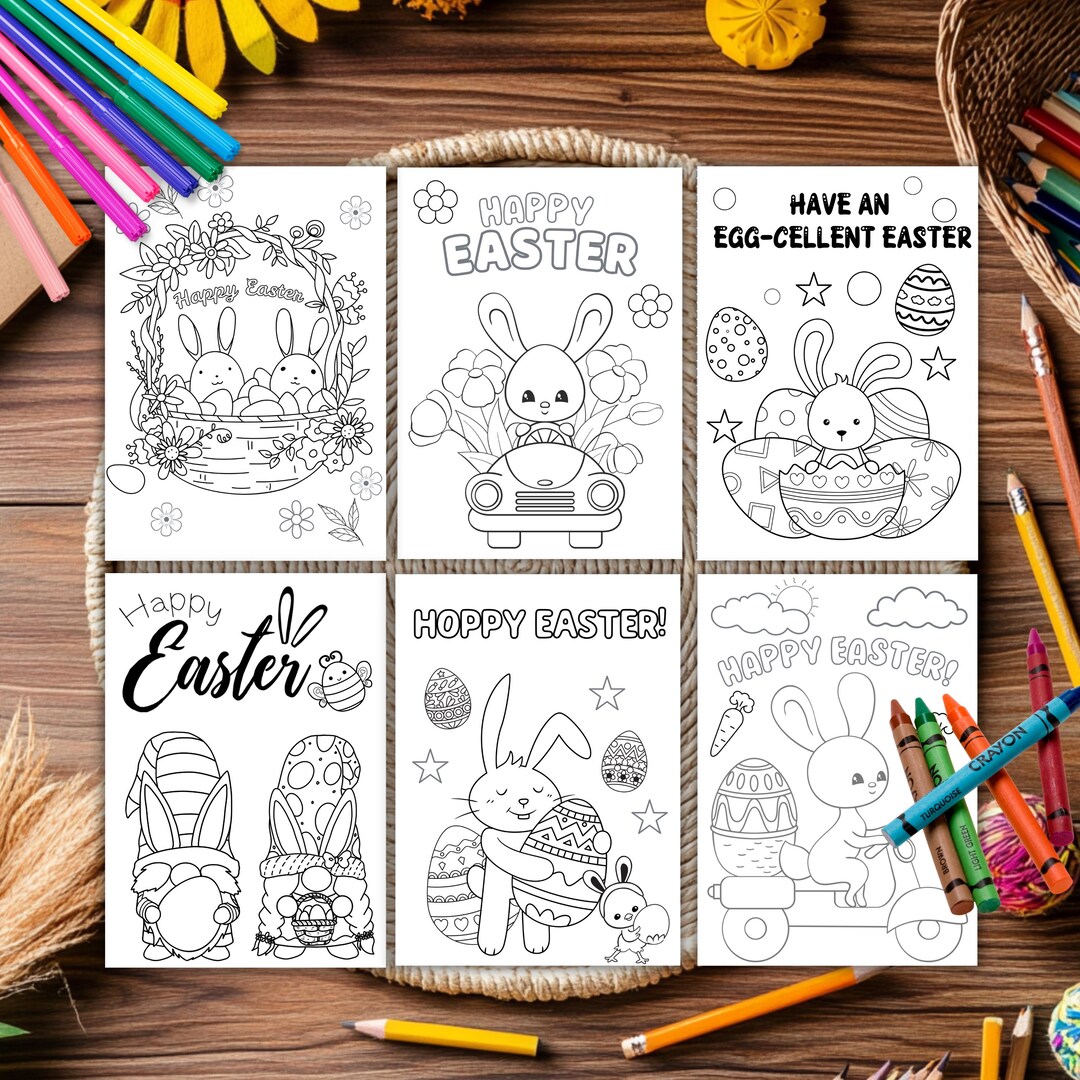 Teachers Printable Easter Coloring Cards Easter Coloring Pages for Kids ...