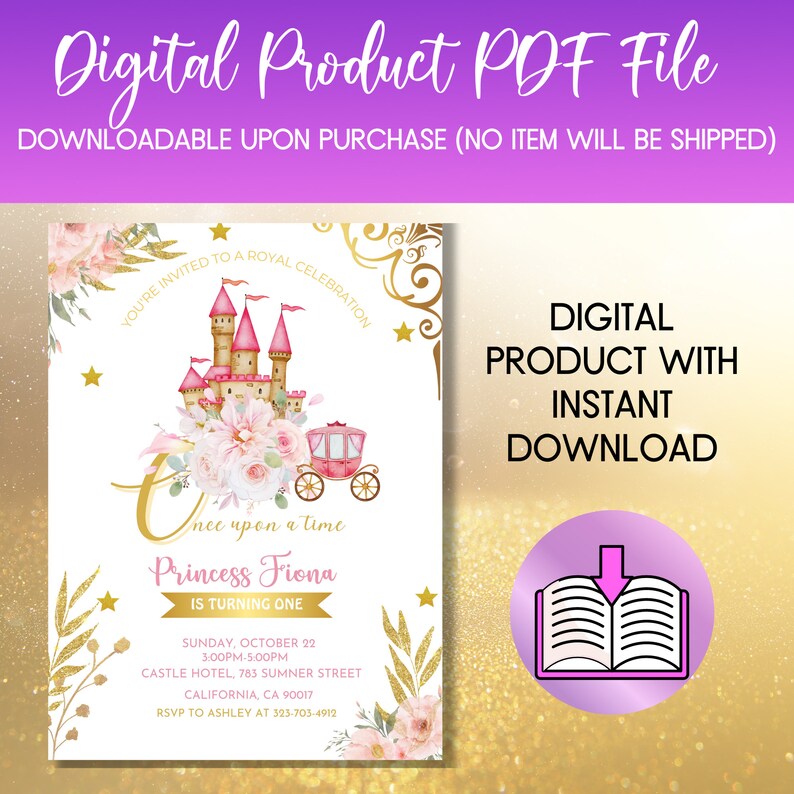 Editable Princess Birthday Invitation FREE Favor Tags - Etsy