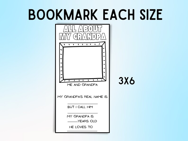 Fathers Day Bookmark Printable Grandpa Gift From Grandkids Coloring ...