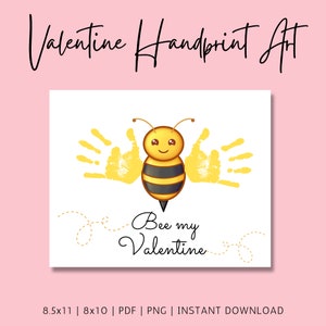 Valentines Day Bee Handprint Craft Printable Valentine Handprint Art ...