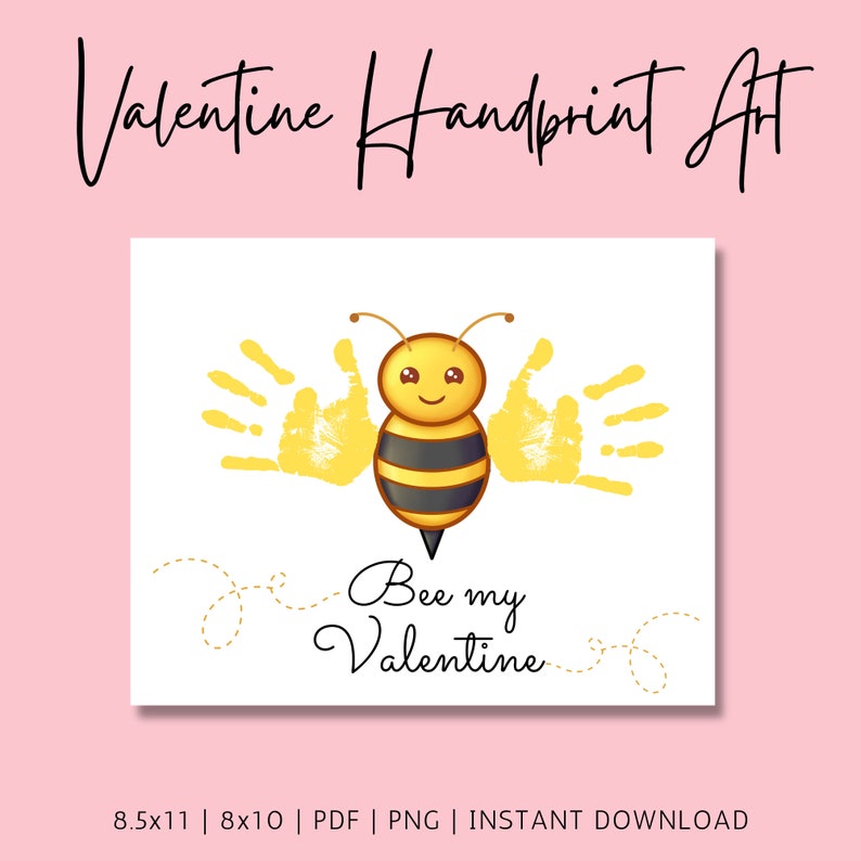 Valentines Day Bee Handprint Craft Printable Valentines Handprint Art ...