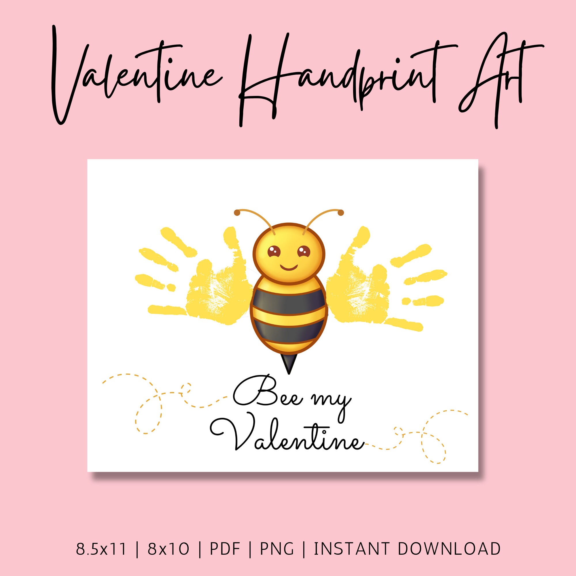 Valentines Day Bee Handprint Craft Printable Valentines Handprint Art ...