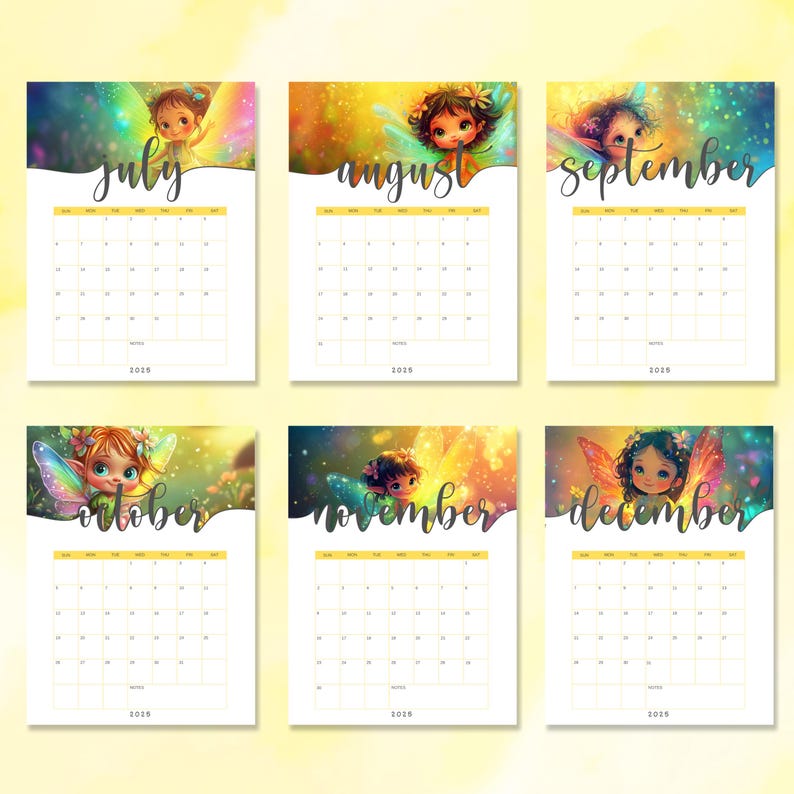 Fairy Calendar 2025 Printable Download Fantasy Fairy Calendar Whimsical ...