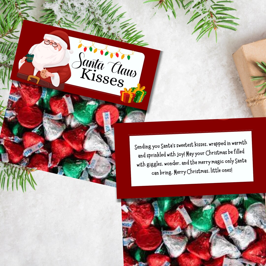 Santa Claus Kisses Treat Bag Christmas Toppers Printable Christmas Gift ...