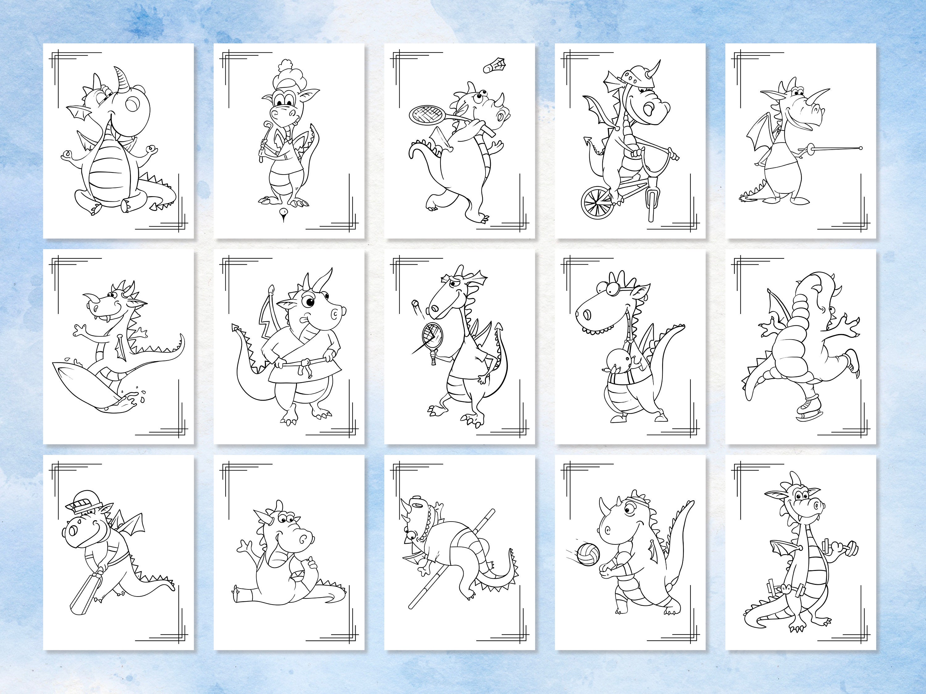 Printable Dragon Coloring Pages for Kids Sporty Dragons Whimsical ...