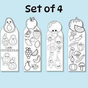 Food Coloring Bookmarks Kids Vegetables Fruits Coloring Classroom ...