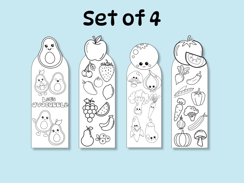 Food Coloring Bookmarks Kids Vegetables Fruits Coloring Classroom ...