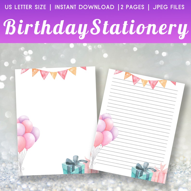 Happy Birthday Stationary Printable Birthday Paper for Him Letter ...