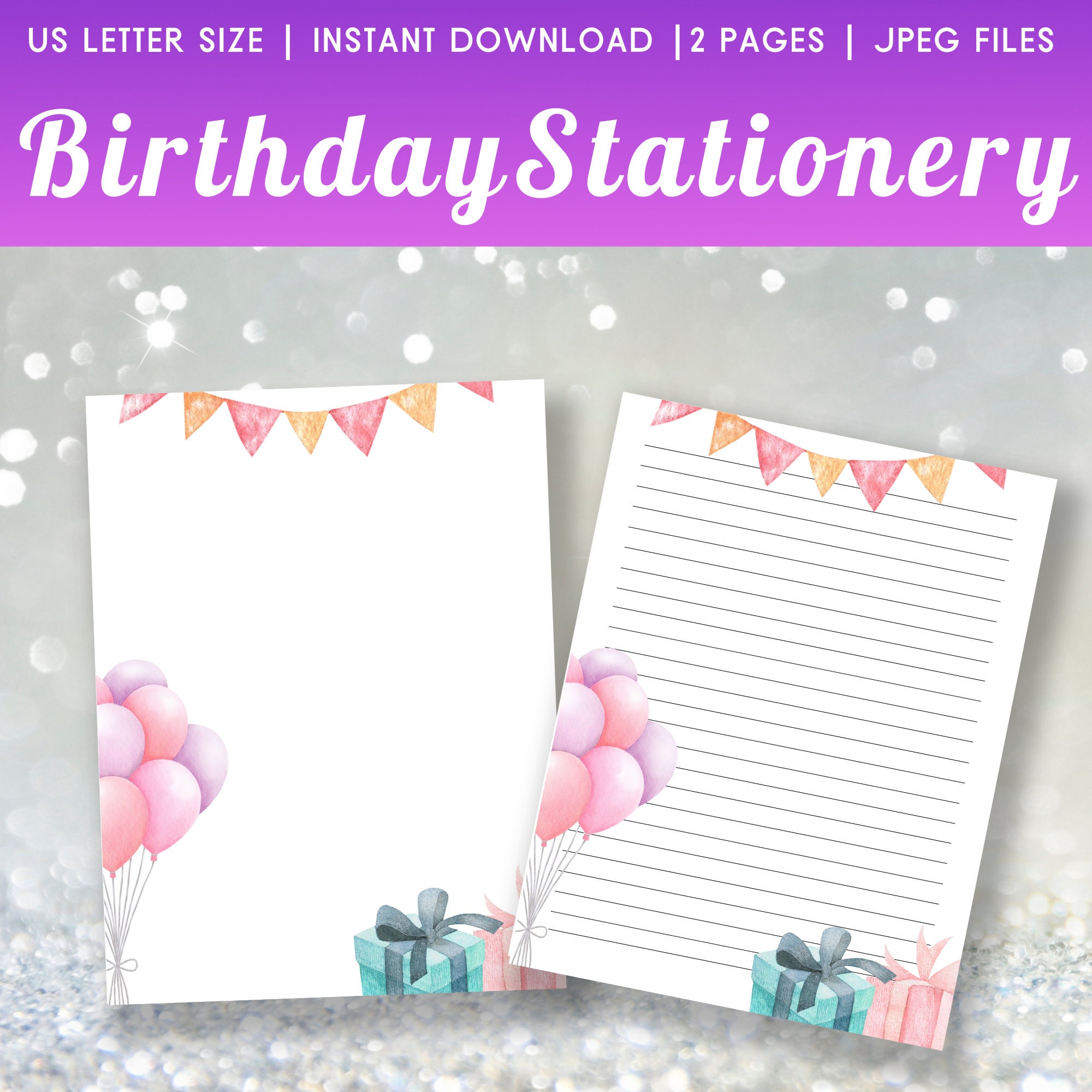 Happy Birthday Stationary Printable Birthday Paper for Him Letter ...