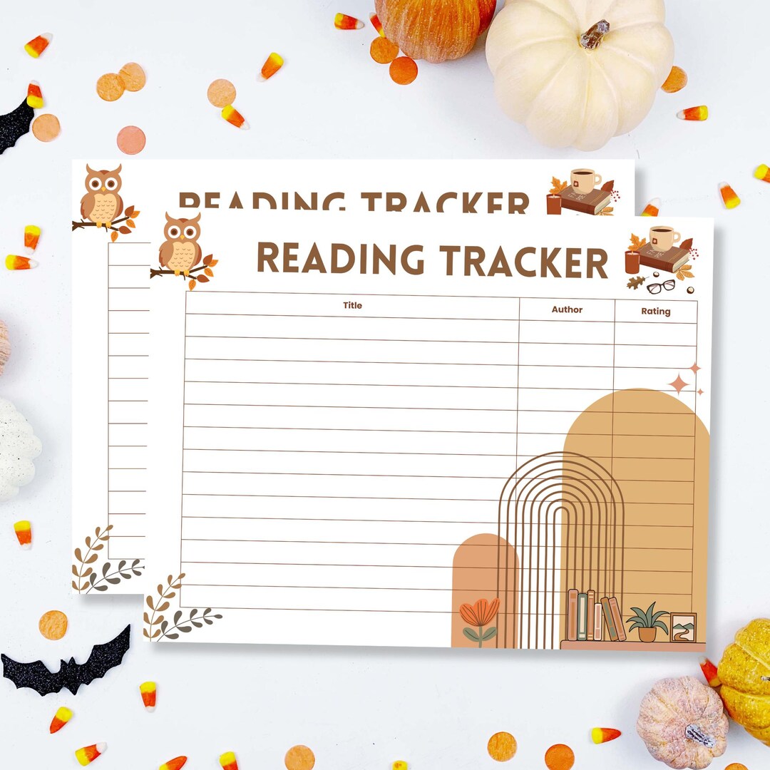Printable Fall Reading Tracker, Autumn Bookshelf Reading Log for Book ...