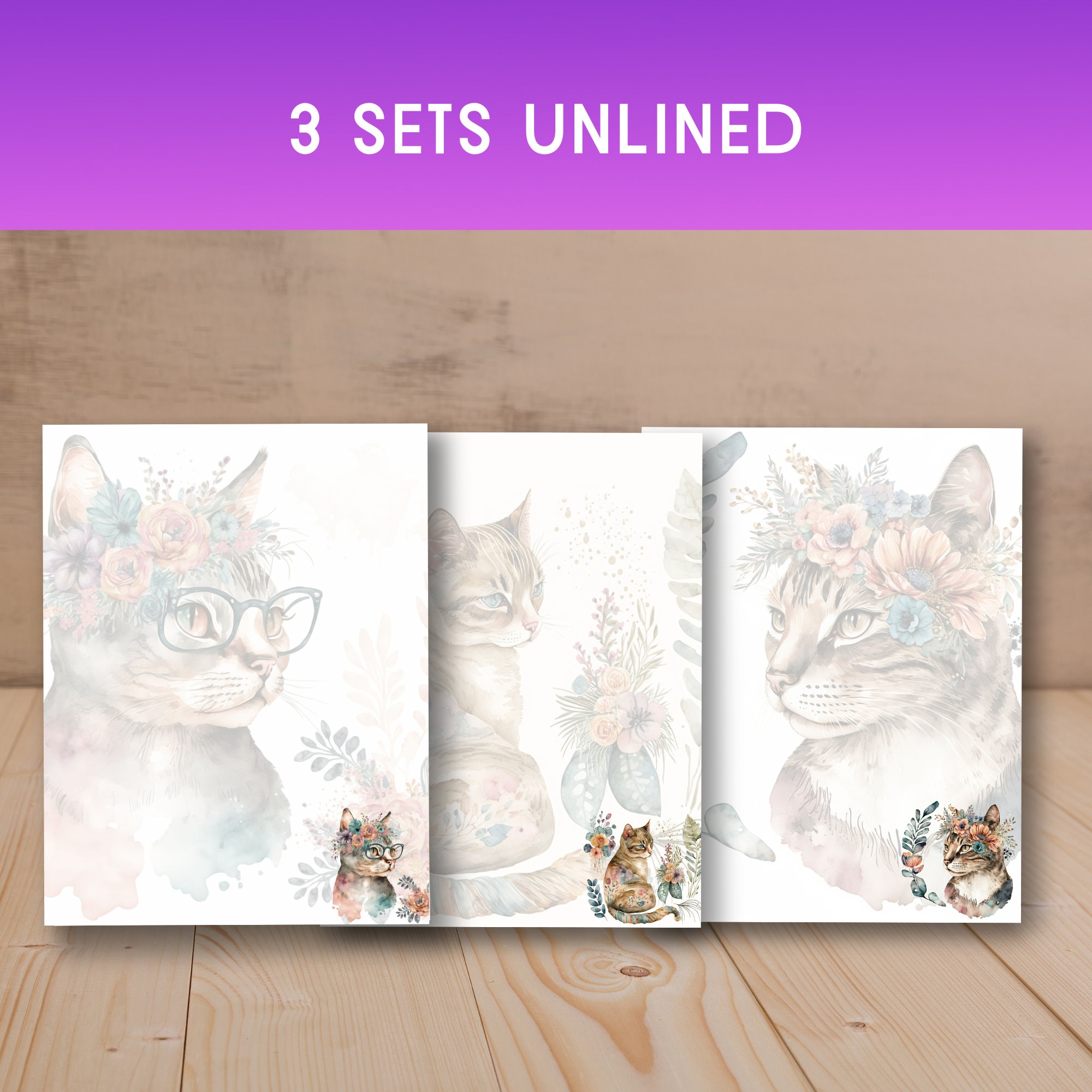 Cat Stationary Printable, Cat Stationery Set Cute Cat Stationary Cute ...