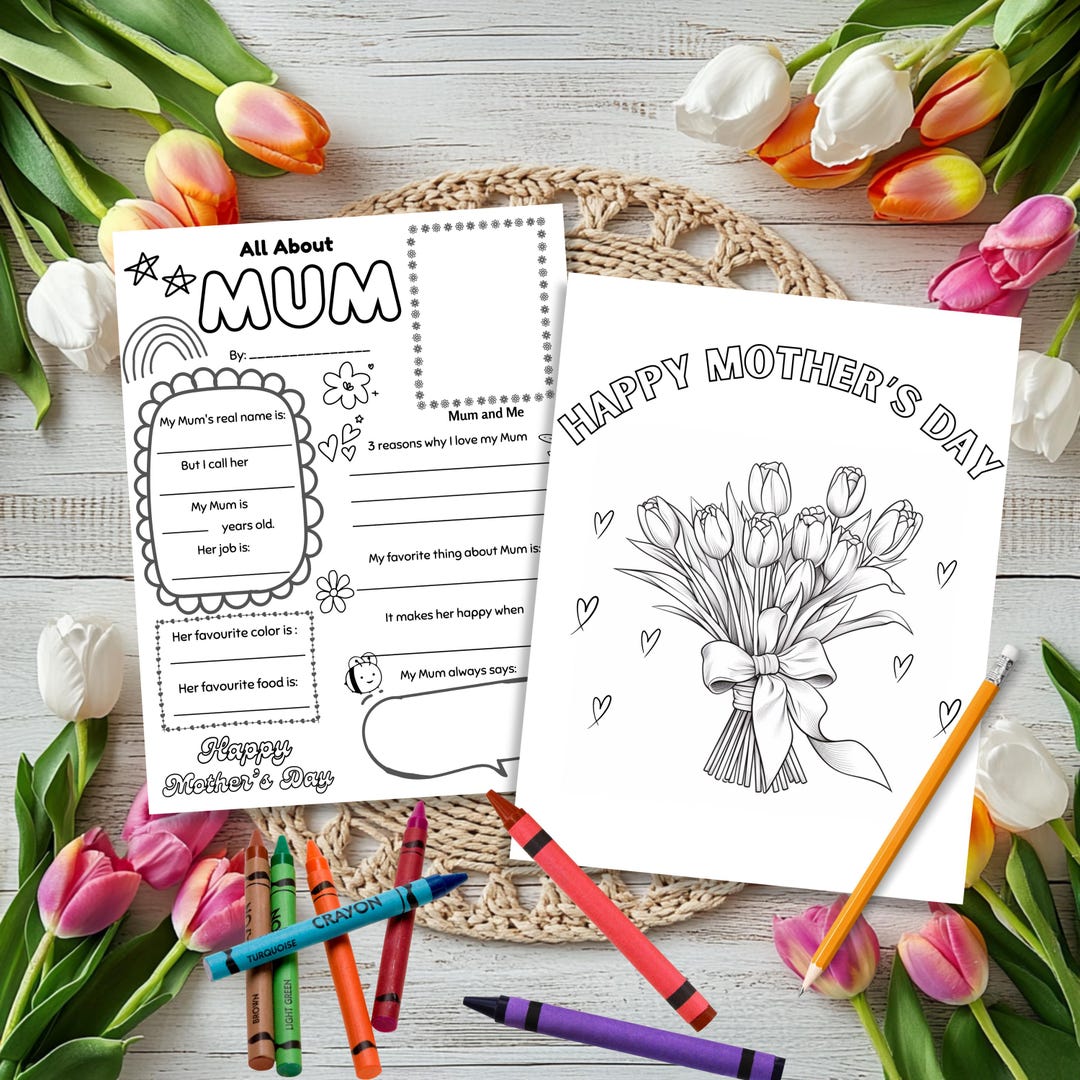 Mother's Day Class Activity With Tulips Coloring Page All About My Mum ...