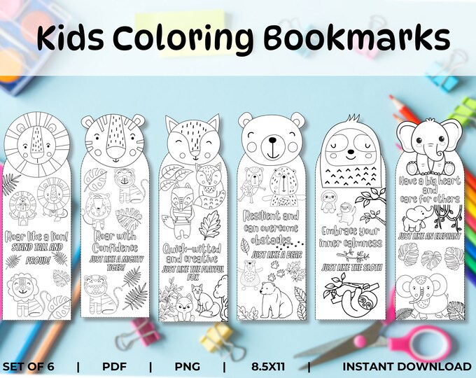 Safari Animals Printable Coloring Bookmarks, Coloring Page Book Marks ...