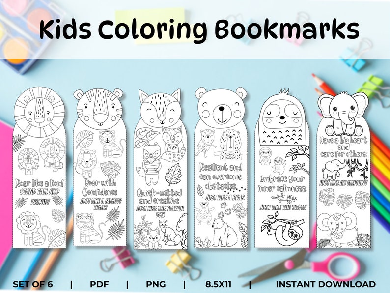 Coloring Bookmarks Kids Coloring Animals Printable Class School ...