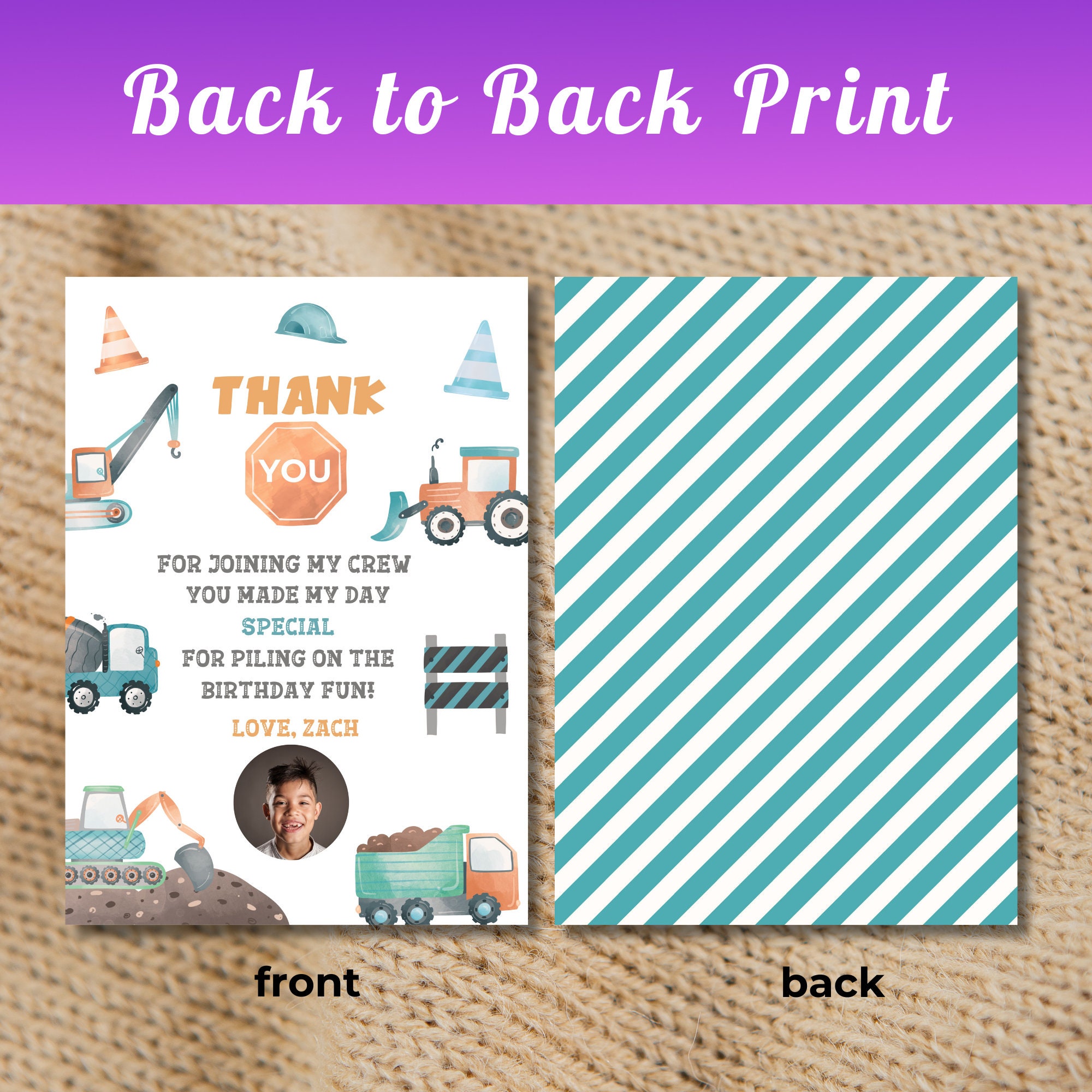 Editable Construction Thank You Card Template Construction - Etsy