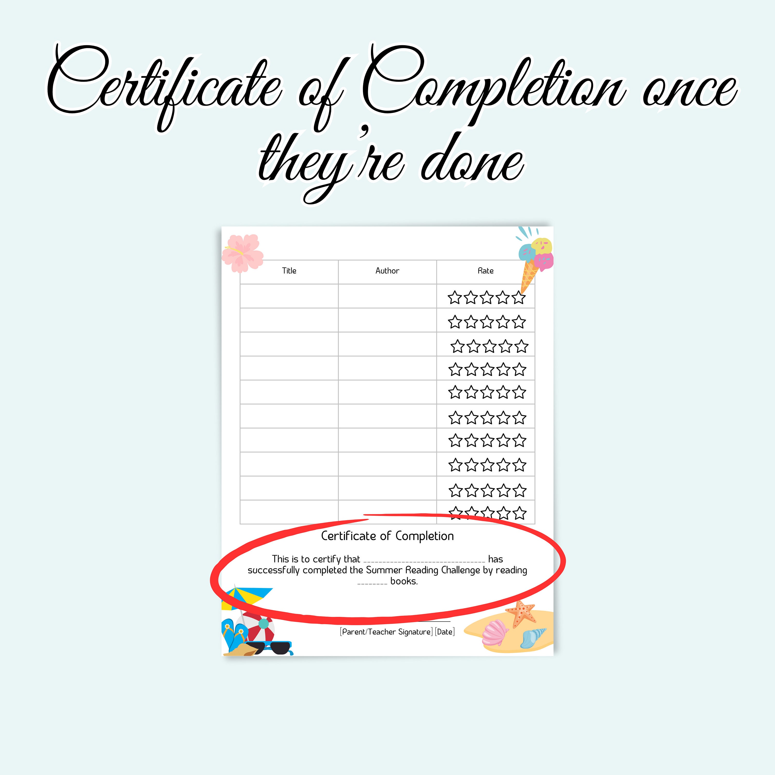 Summer Reading Challenge for Kids Fun Easy Tracker Log Primary Grades ...