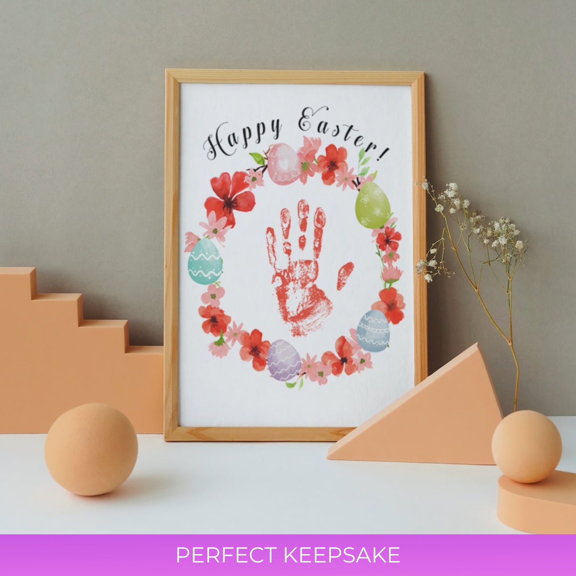 Easter Handprint Craft Printable Easter Craft Floral Wreath Easter ...