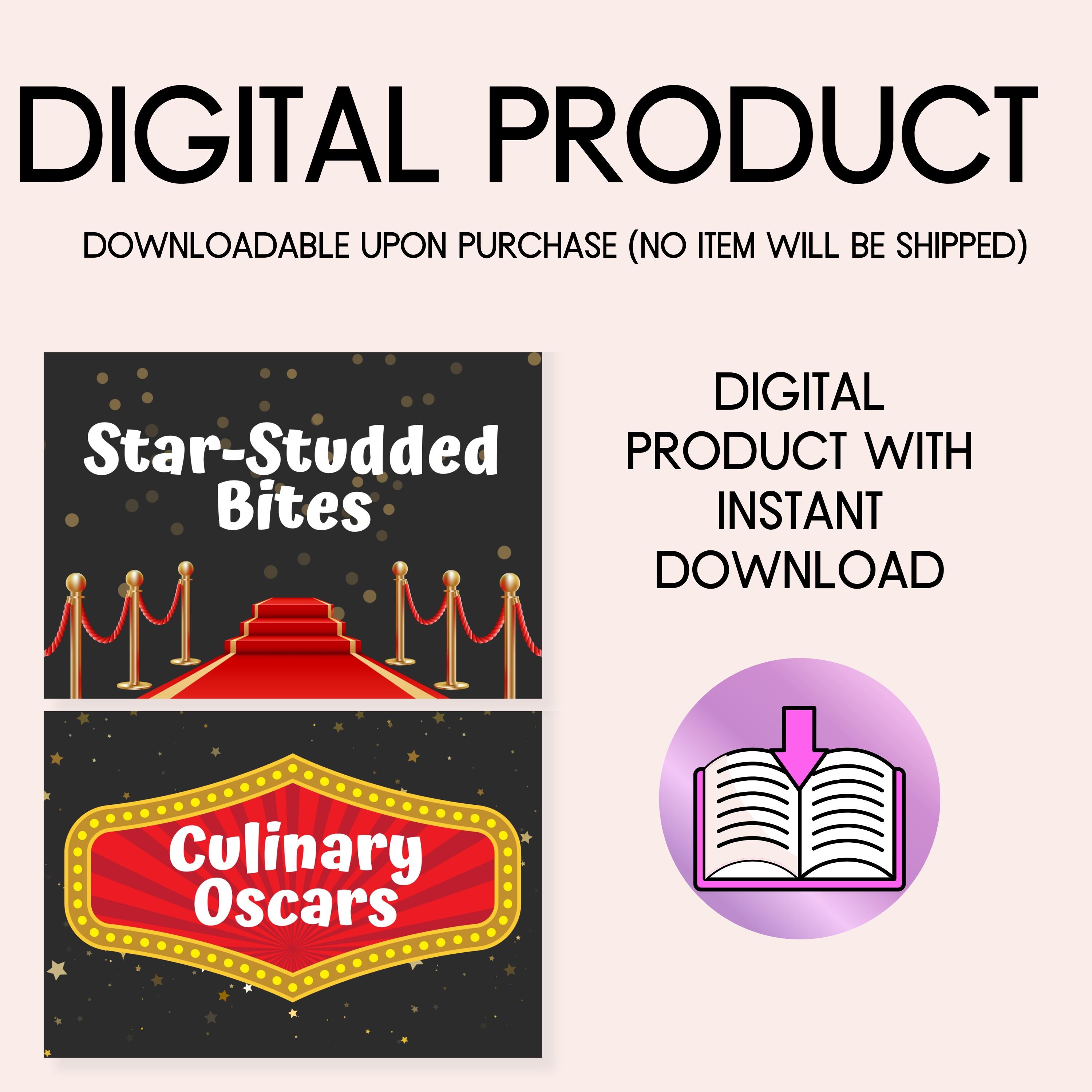 Editable Hollywood Party Food Label Red Carpet Blank Food Tent Card ...