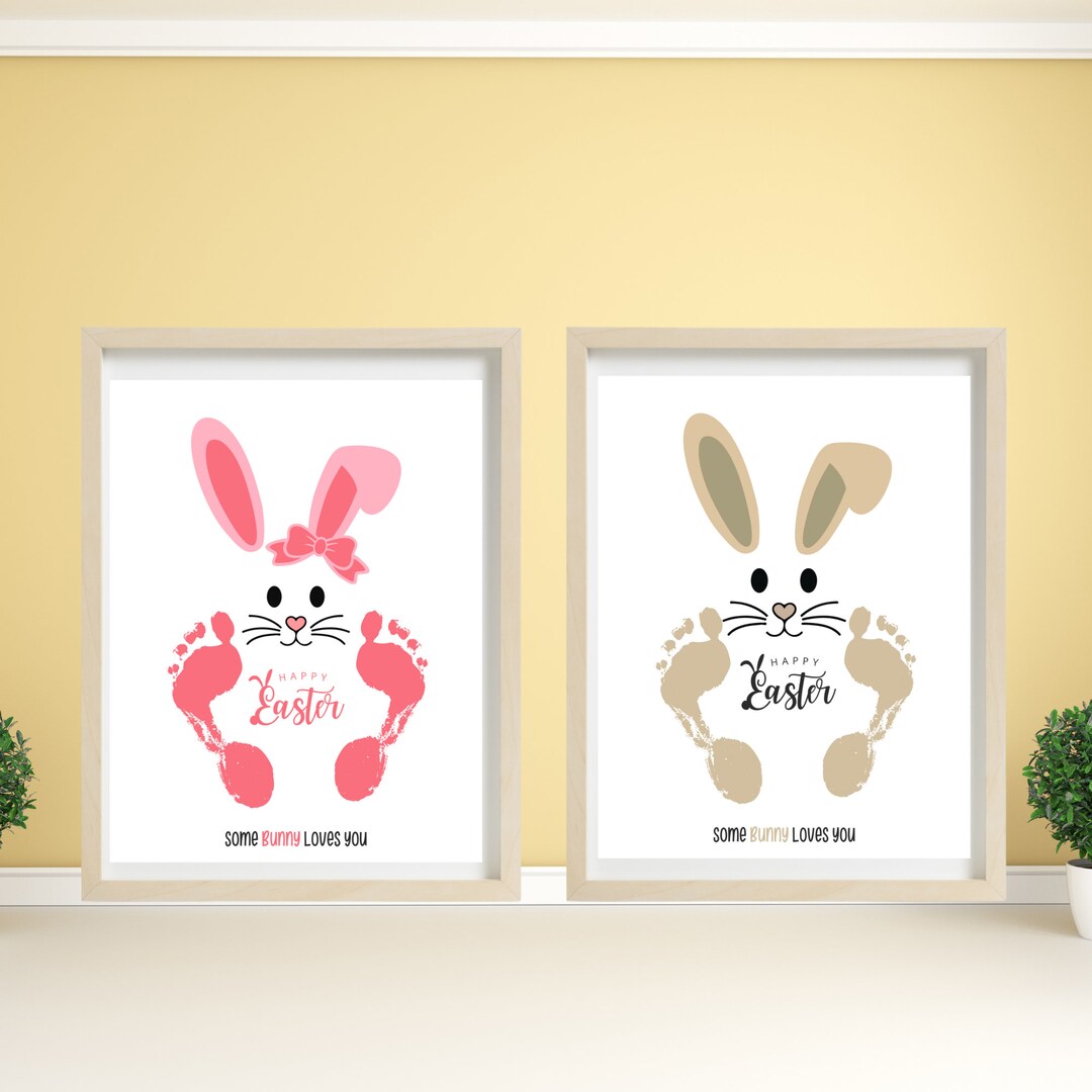 Easter Bunny Footprint Craft Some Bunny Loves You Boy Girl Easter Kids ...
