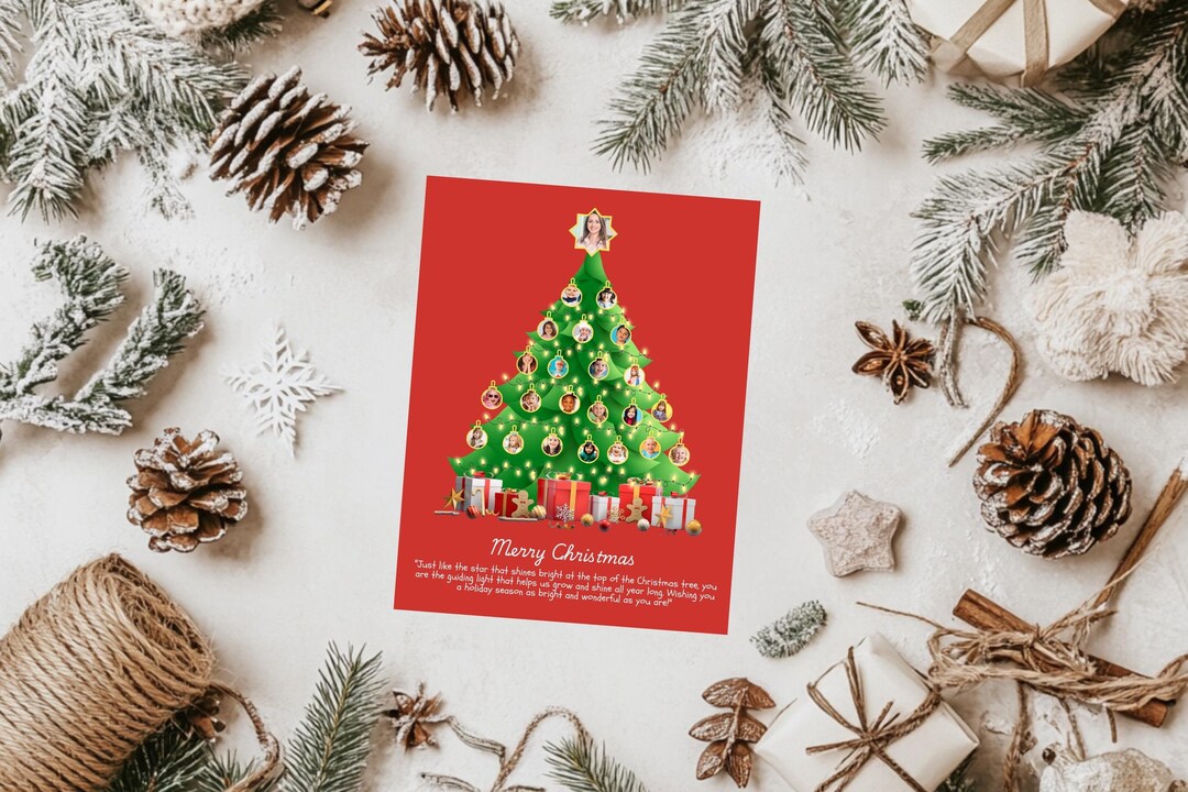 Custom Digital Christmas Tree Photo Card Gift Teacher From Class or ...