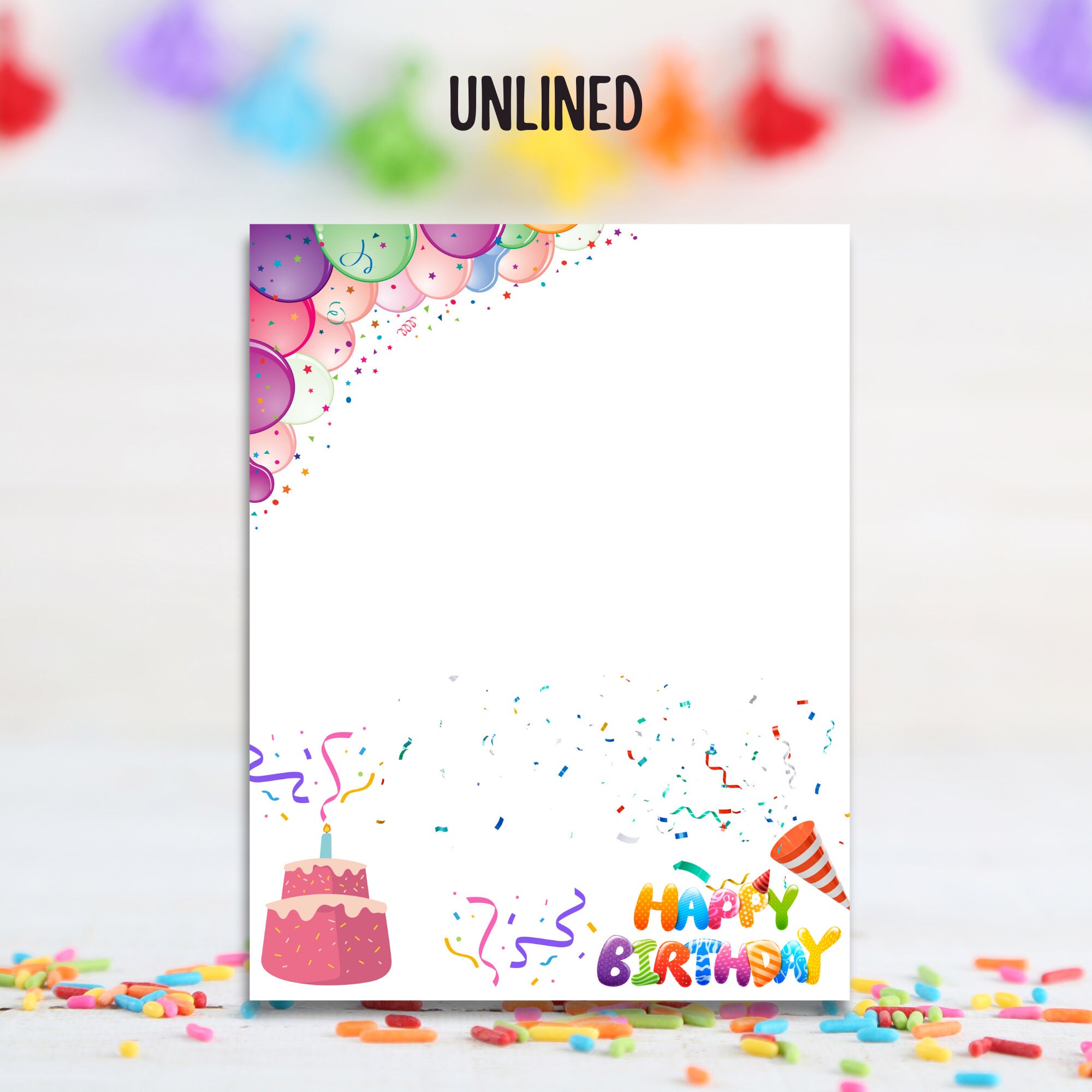 Printable Happy Birthday Stationary Birthday Stationery Paper Balloons ...