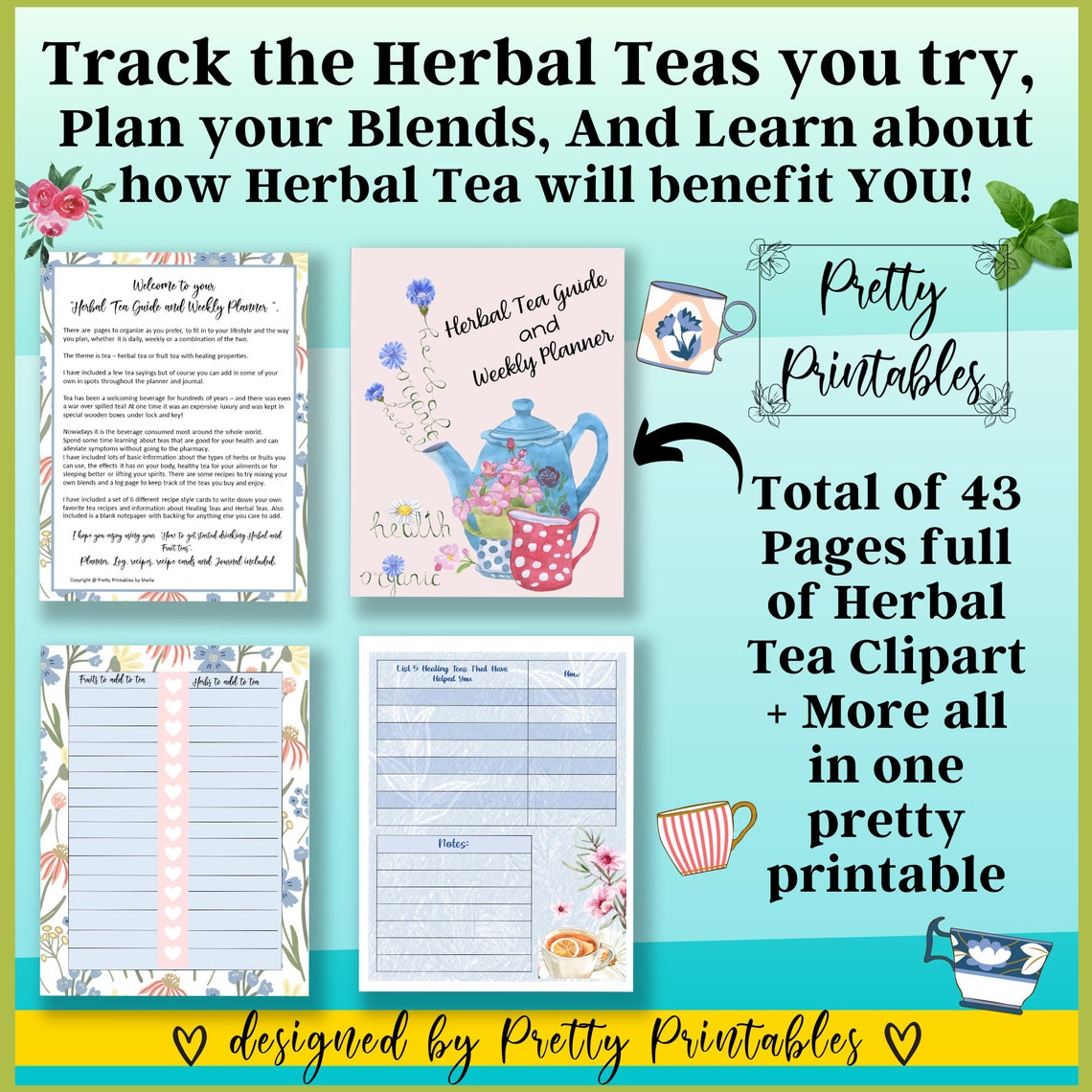 Herbal Tea, Herbal Remedies, Printable Planner, Tea Journal, Recipe ...