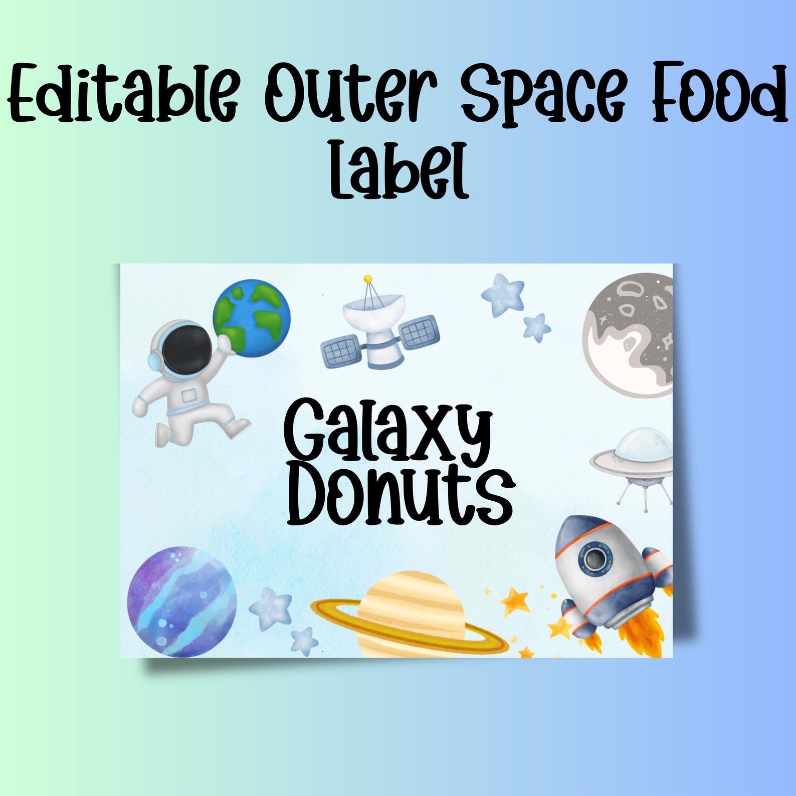 Editable Outer Space Party Food Label Birthday Editable Outer Space ...