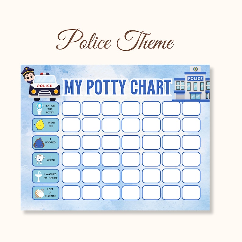 Police Potty Chart for Boy Toilet Training Chart Kids Potty Chart ...