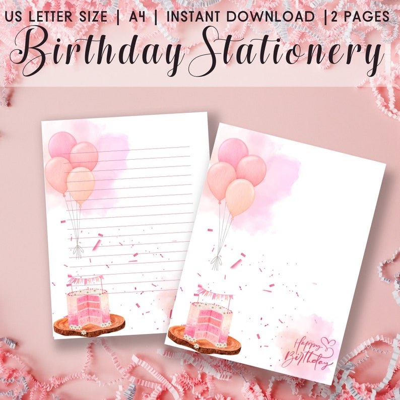 Happy Birthday Stationary Printable Stationery Birthday Paper Letter ...
