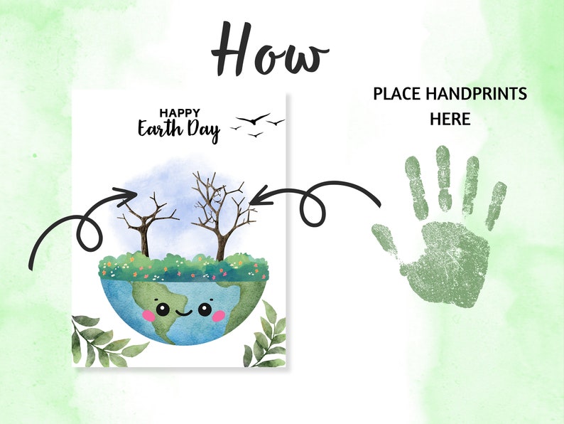 Earth Day Handprint Art Craft Printable Happy Earth Day Gift DIY Craft ...