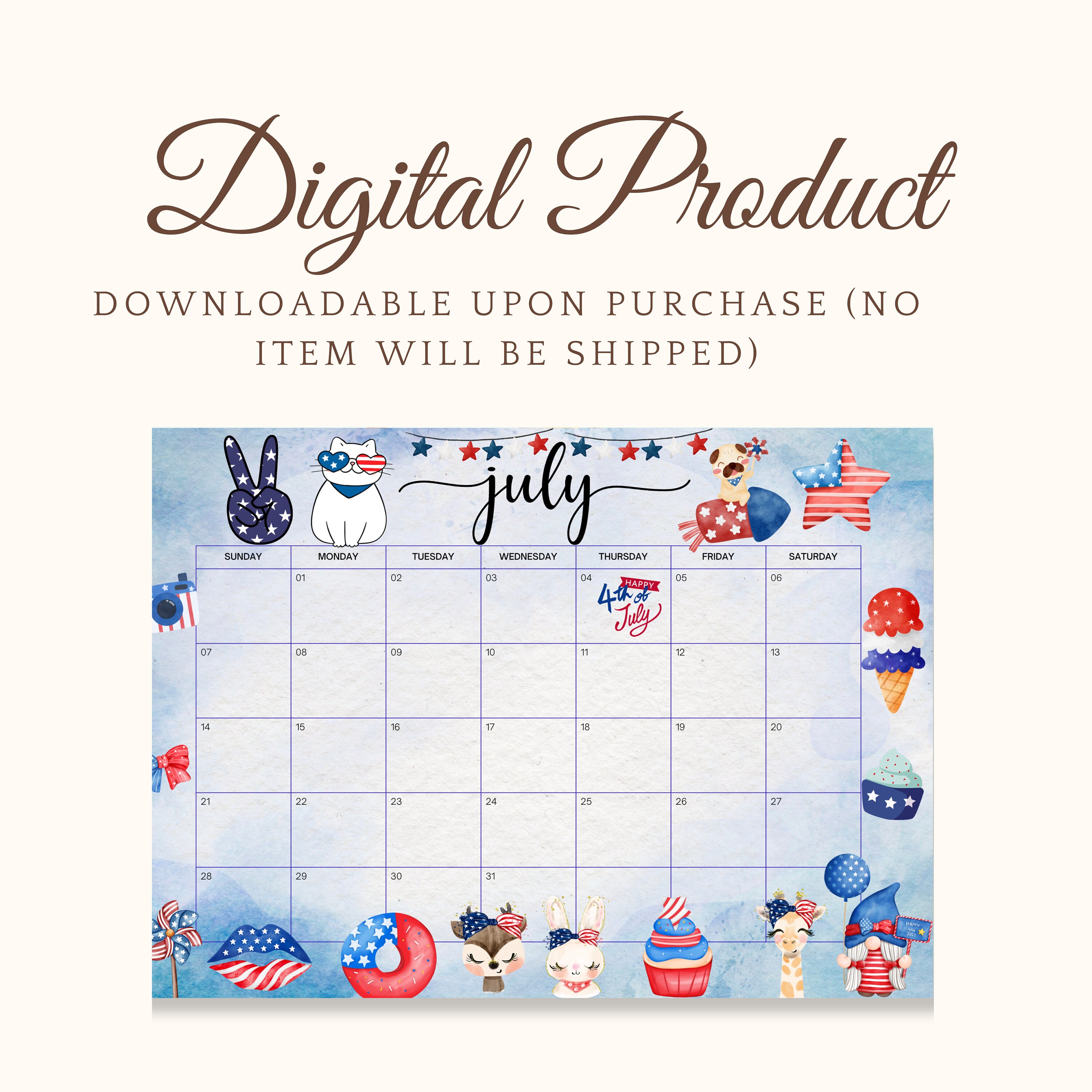 July 2024 Calendar Printable Kids 2024 Calendar Classroom School ...